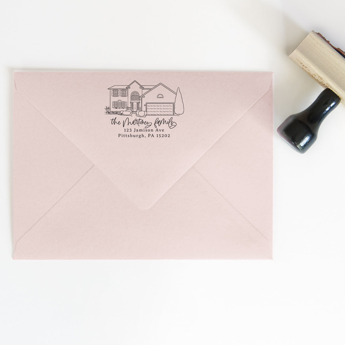 Calligraphy House Portrait Address Stamp – Fresh Cut Prints