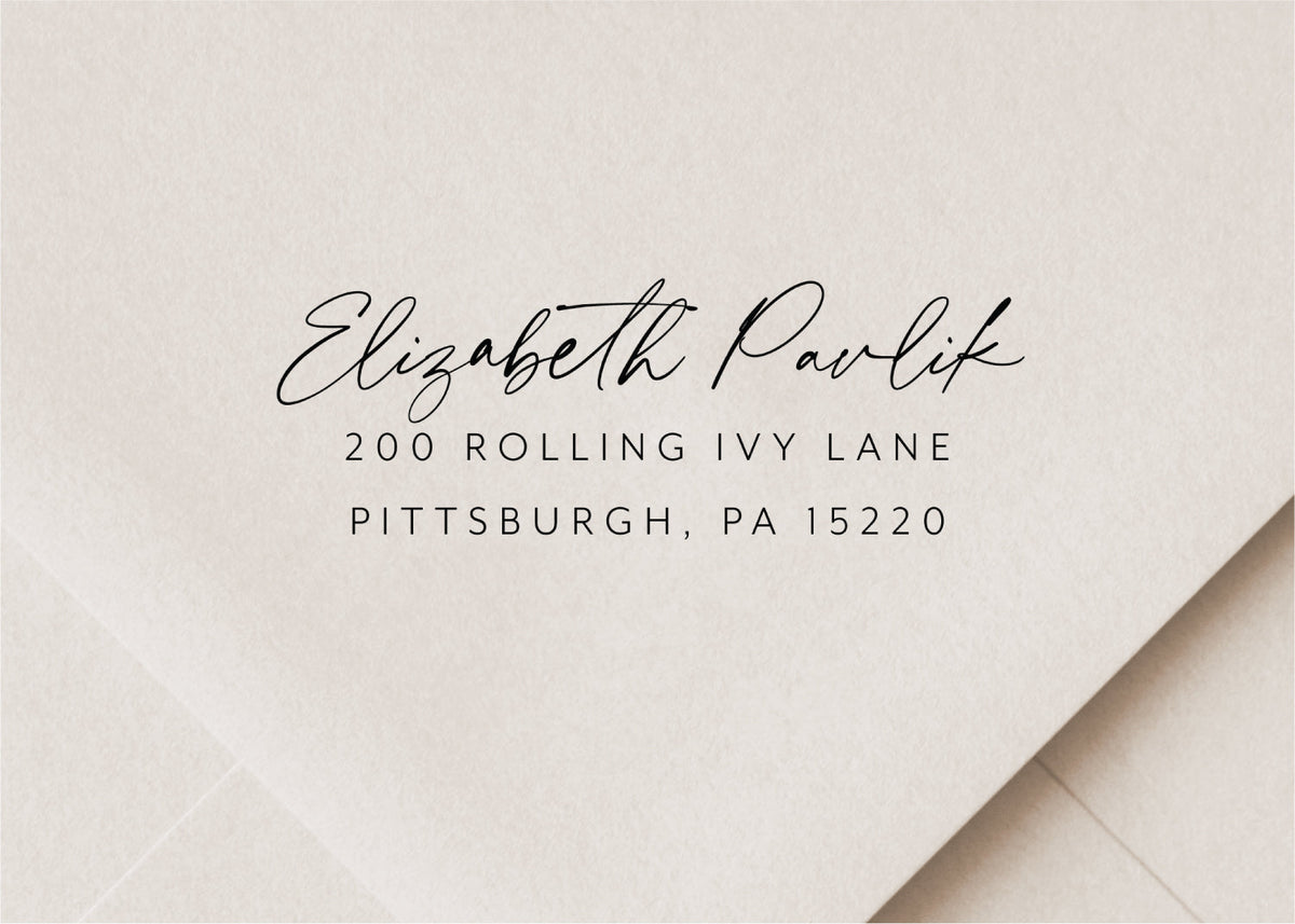 Calligraphy Self Inking Return Address Stamp – Fresh Cut Prints